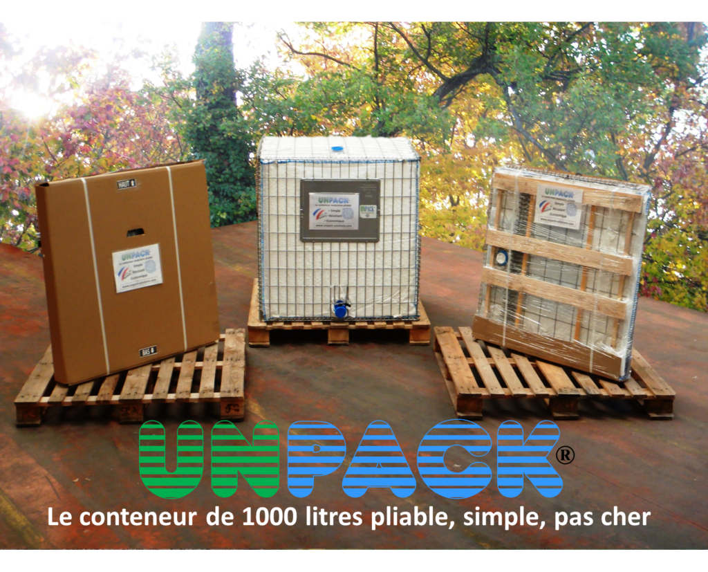 Conteneur 1000 litres pliable - La solution brevetée UNPACK